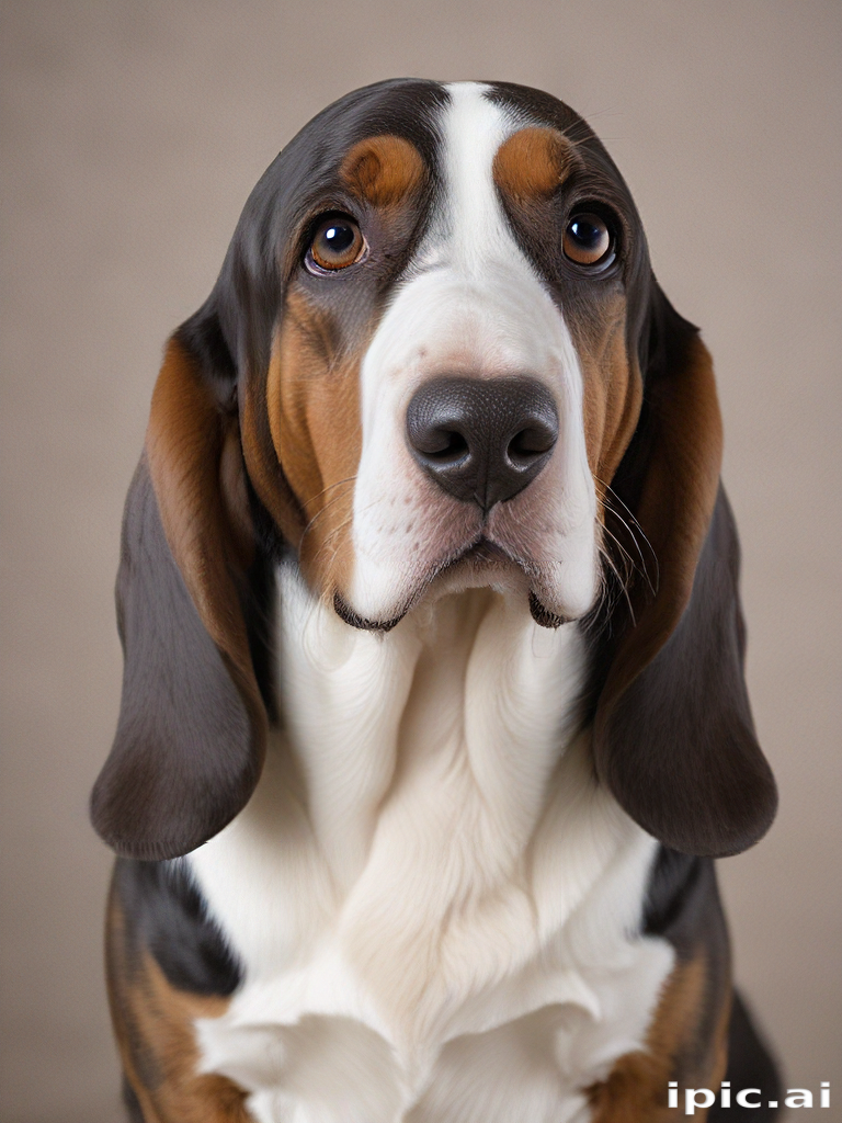 A Charming Portrait of a Basset Hound with Expressive Eyes and Gentle ...