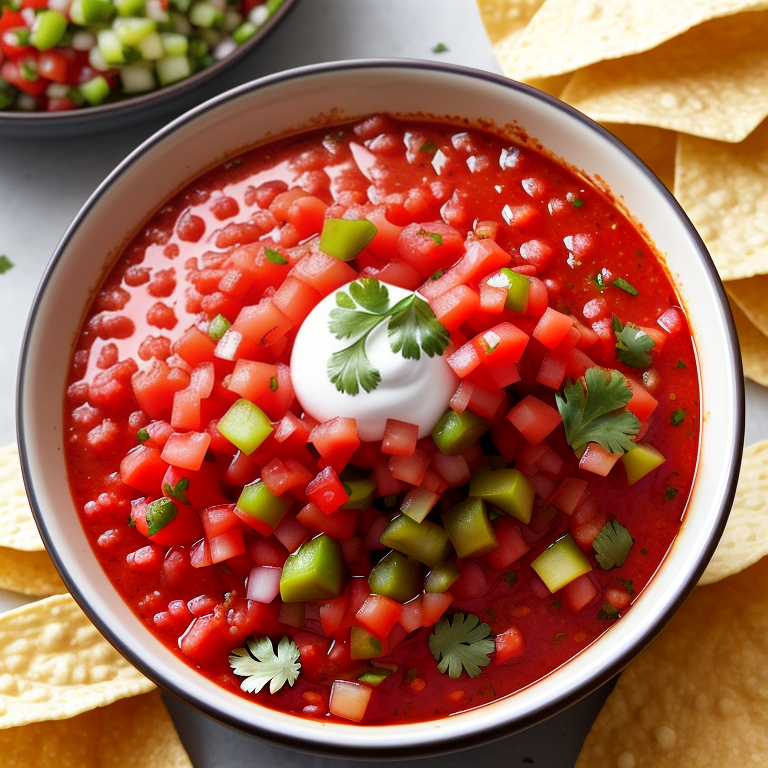 Colorful and Flavorful Salsa Dip Surrounded by Crispy Tortilla Chips