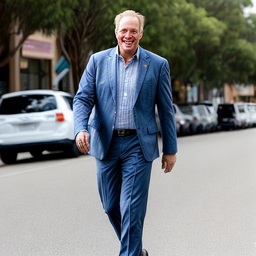 jolly middle aged australian man walking down country town street ...