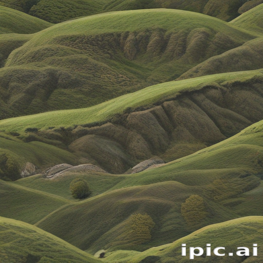 Lush Green Rolling Hills with Undulating Terrain Under a Clear Blue Sky.
