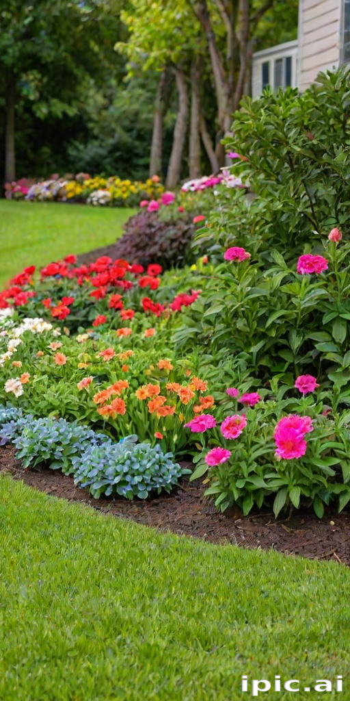 Vibrant Flower Garden Featuring a Colorful Array of Blossoms in Bloom