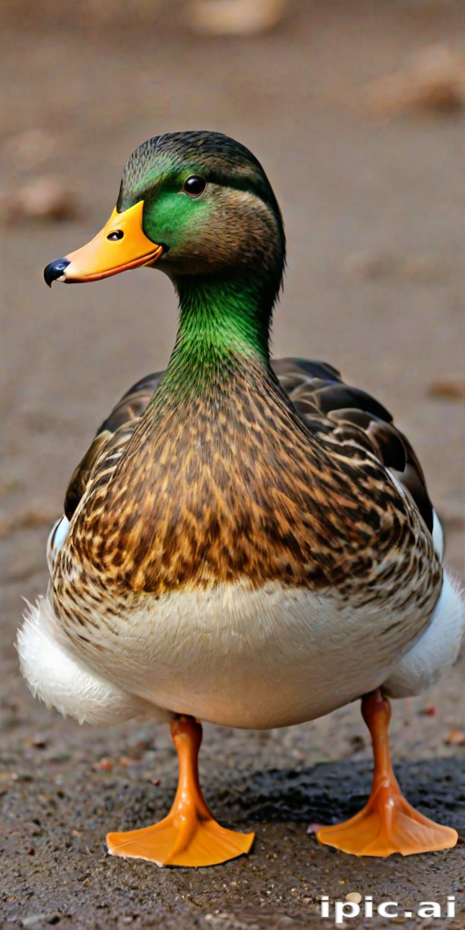 Colorful Mallard Duck Standing Proudly on a Natural Outdoor Surface