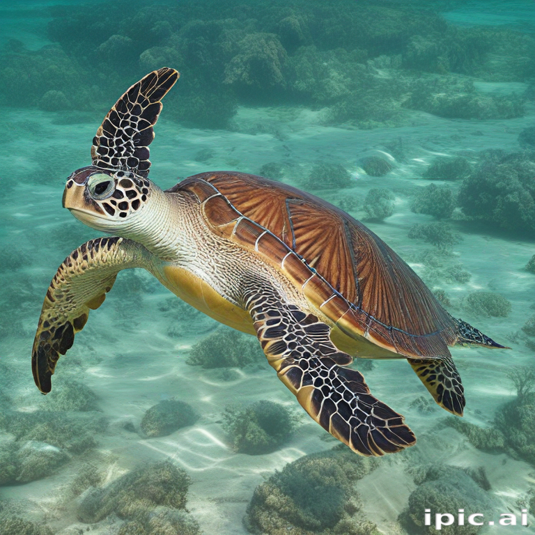 Graceful Sea Turtle Swimming Through Vibrant Coral Reefs in Crystal ...