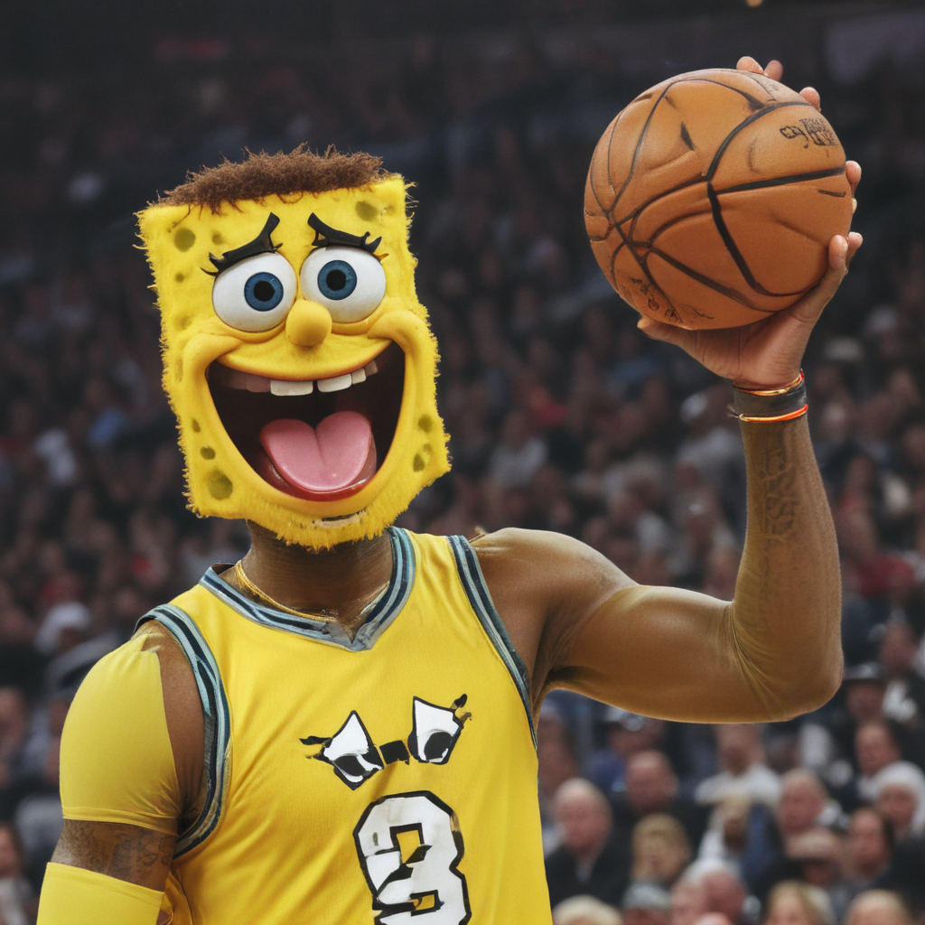 Spongebob absolutely devouring Lebron James