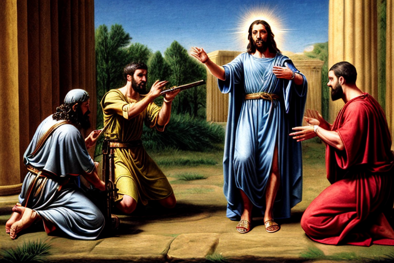 Jesus being whipped by Roman soldiers