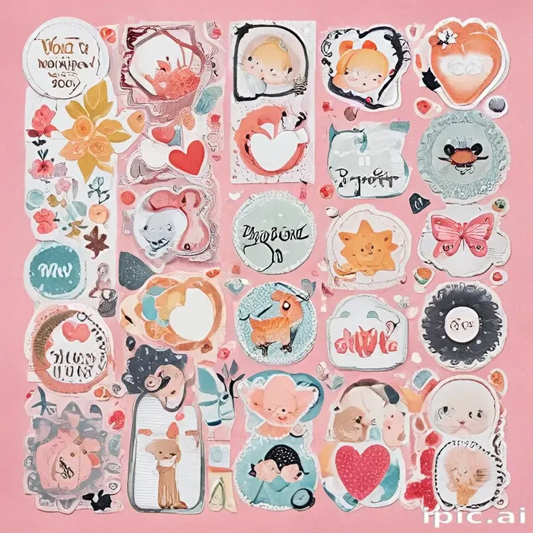 A Colorful Collection of Whimsical Stickers Featuring Adorable ...