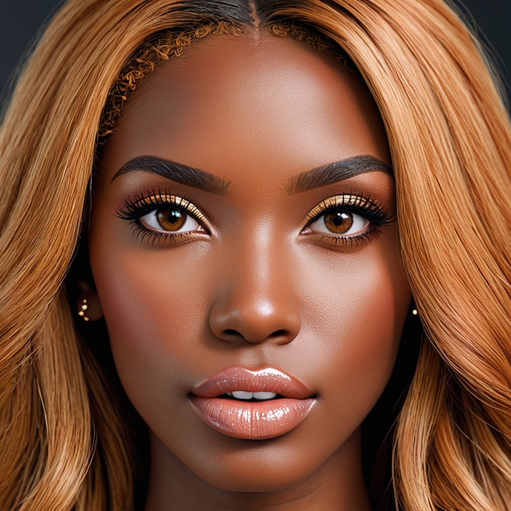 black woman, highly detailed face, face pores, glossy lips, face bump ...