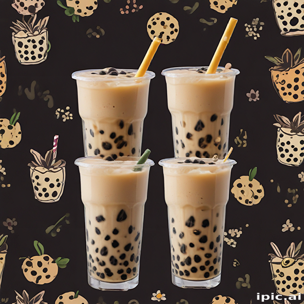 Delicious Selection of Colorful Bubble Tea Drinks with Tapioca Pearls