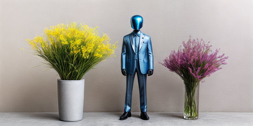 real future human figure and colors flower