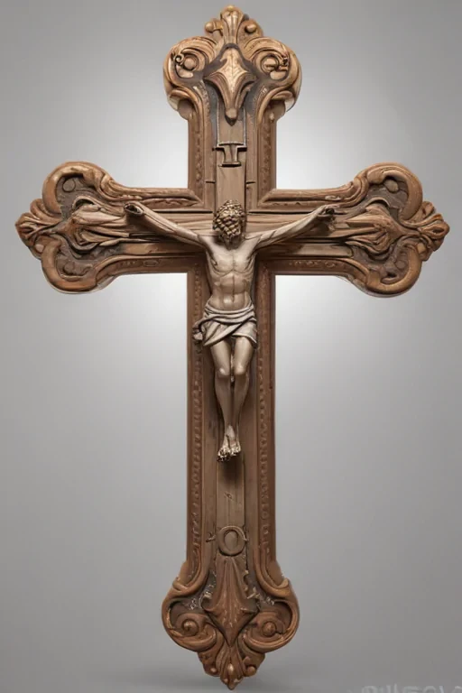 Beautifully Carved Wooden Cross with Figure of Jesus Christ Displaying ...