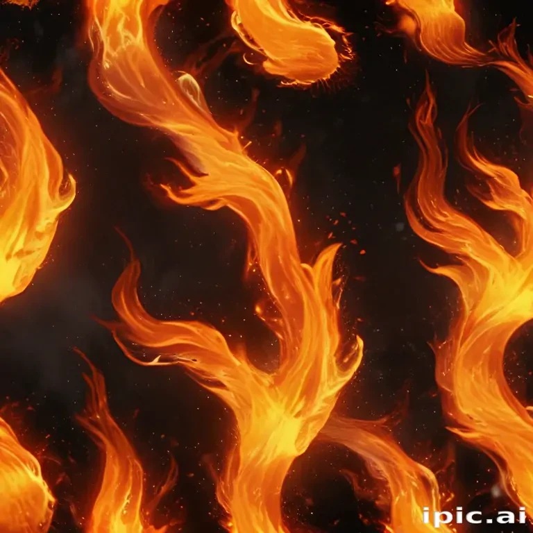 Vibrant Flames Dancing Against a Dark Background in Fiery Motion
