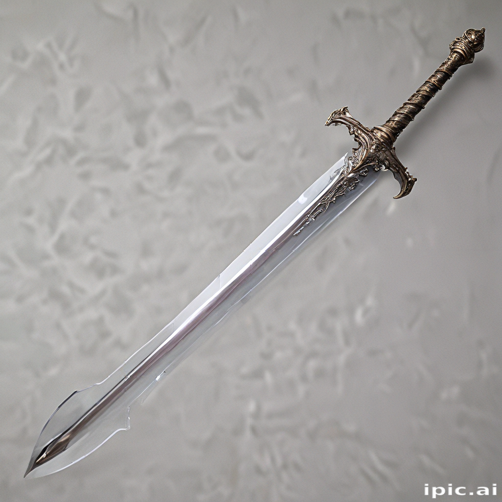 Exquisite Fantasy Sword with Intricate Handle and Gleaming Blade Design