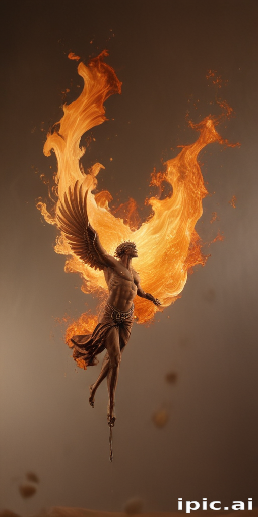 Majestic Fire-Angel Soaring Through the Skies with Fiery Wings