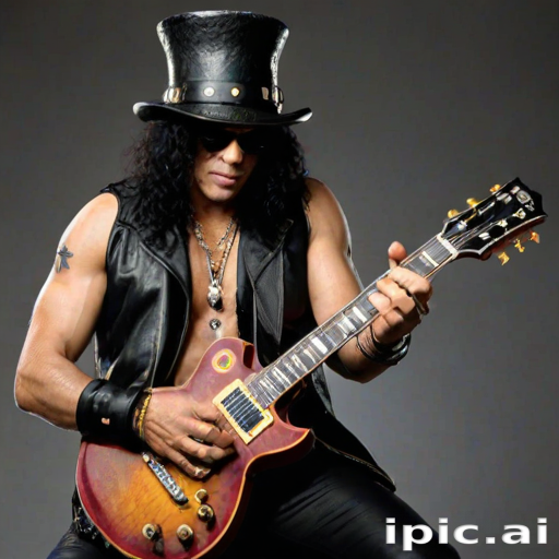 Legendary Guitarist in a Black Top Hat Playing Iconic Electric Guitar