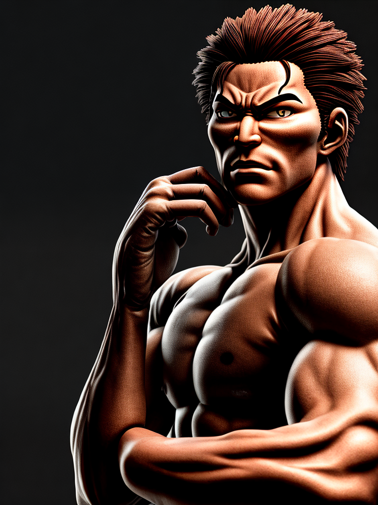 pose of the baki character with his hand on his chin