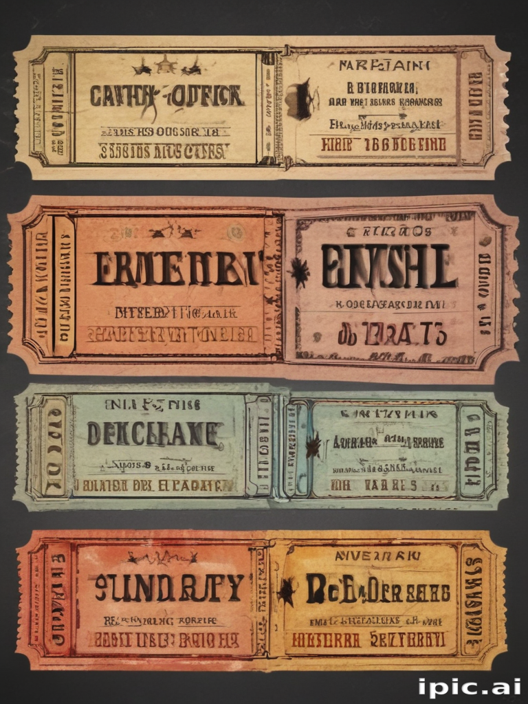 Collection of Vintage Tickets Featuring Intricate Designs and ...