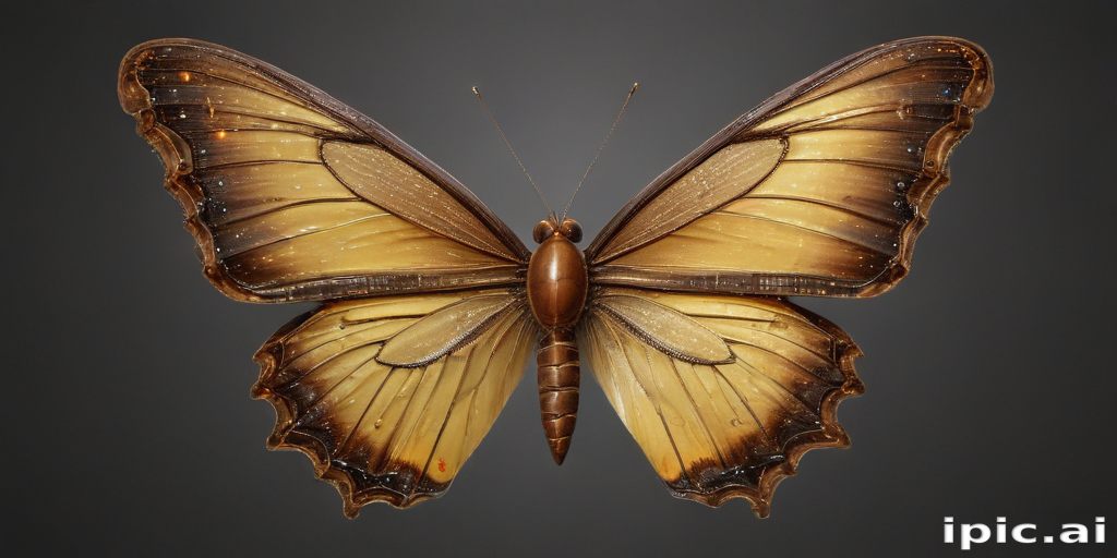 Stunningly Realistic Brown and Yellow Butterfly with Intricate Wing Details