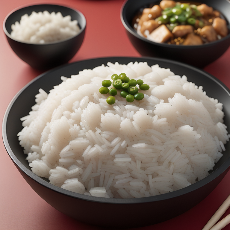 A Delicious Bowl of Steamed Rice Garnished with Fresh Green Peas.