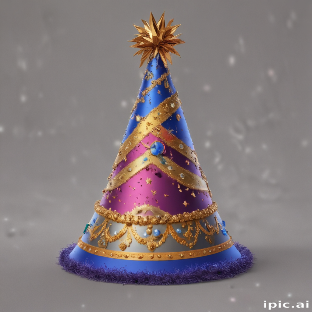 Festive Party Hat with Vibrant Colors and Sparkling Decorative Elements