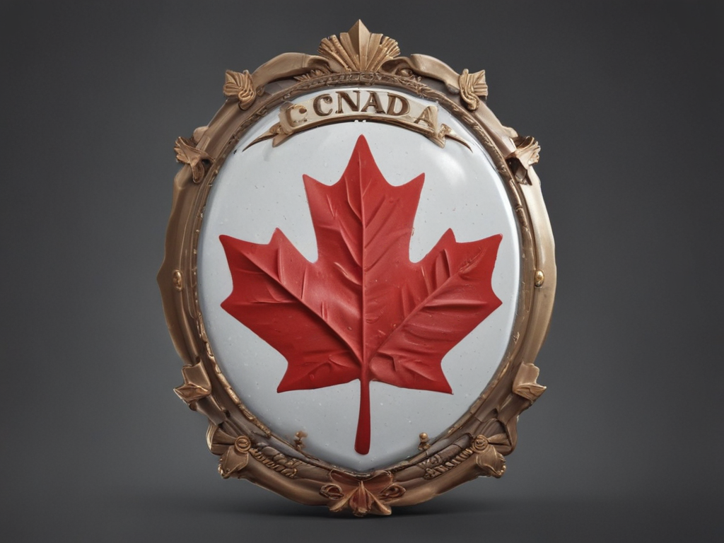 Emblematic Crest of Canada Featuring a Bold Red Maple Leaf Design