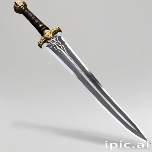 Exquisite Sword with Ornate Handle and Gleaming Blade in Display