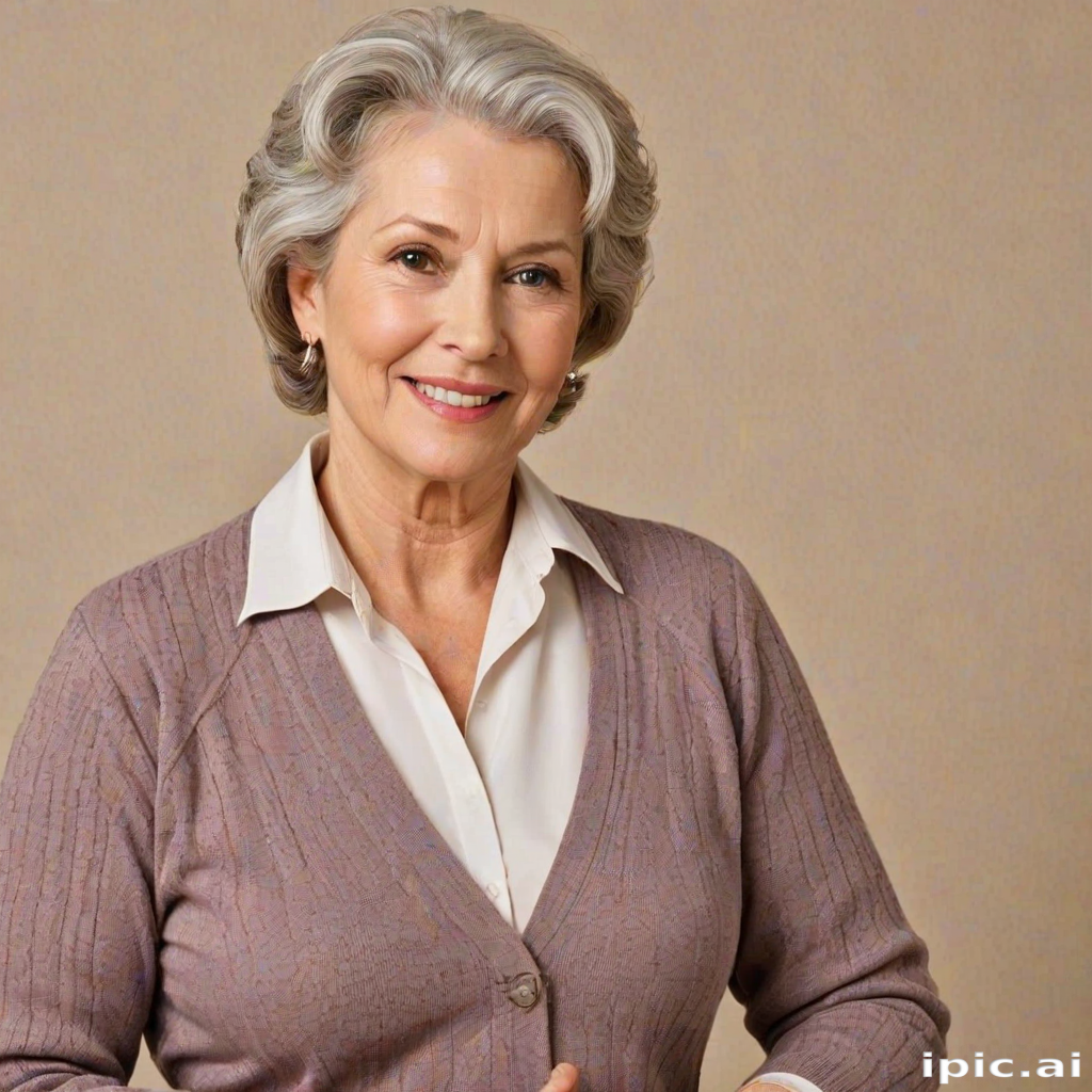 Elegant Senior Woman Smiling Warmly in a Cozy Indoor Setting