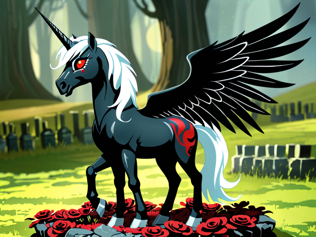mlp g4 pony necromancer dark alicorn with white markings on face red ...