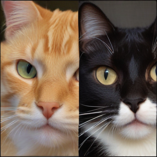 Two Distinct Cats: A Charming Contrast of Colors and Expressions