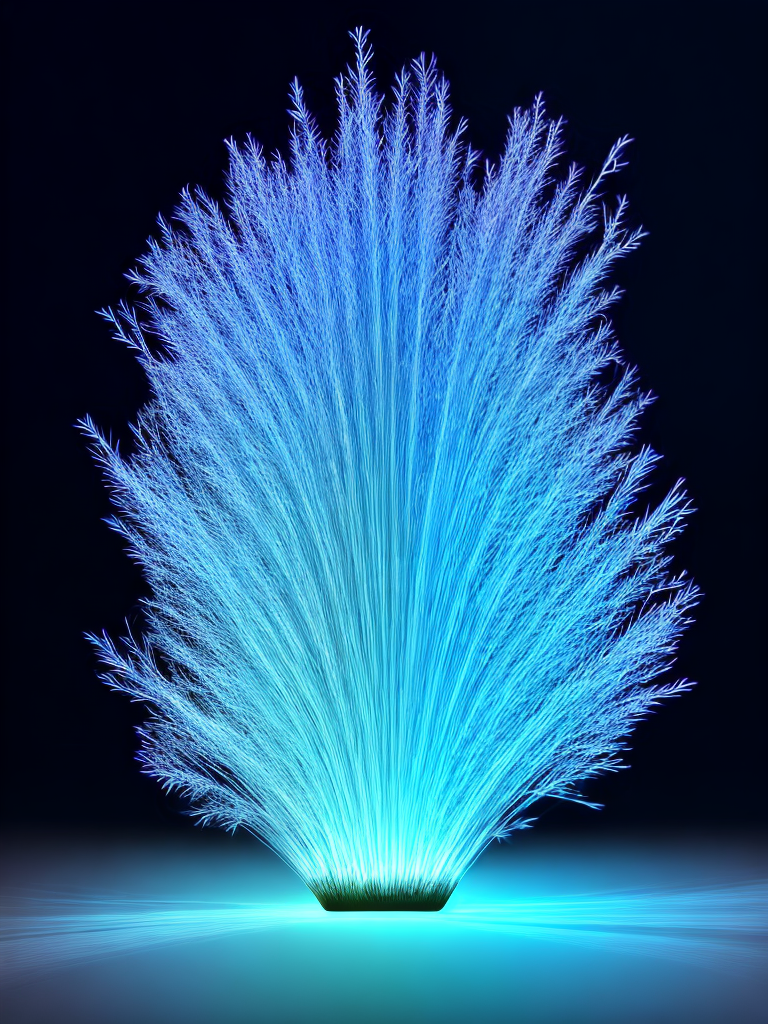 Generate image of a clump of vertical glowing fibers