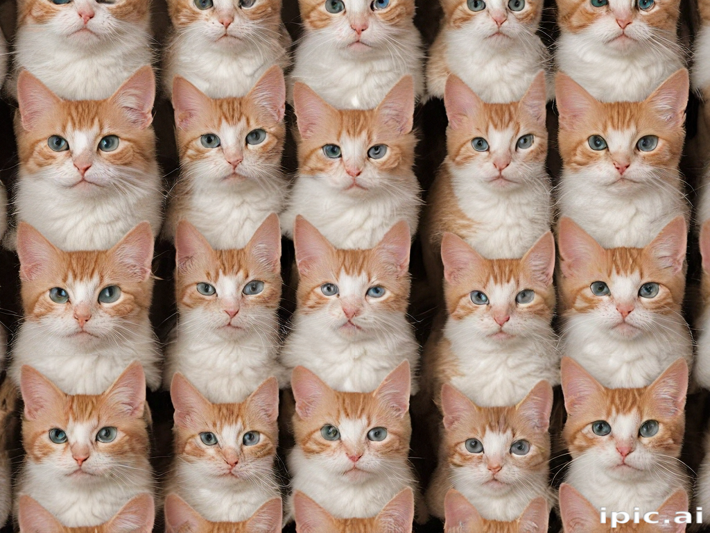 A Charming Display of Multiple Cats with Striking Blue Eyes and Orange Fur.