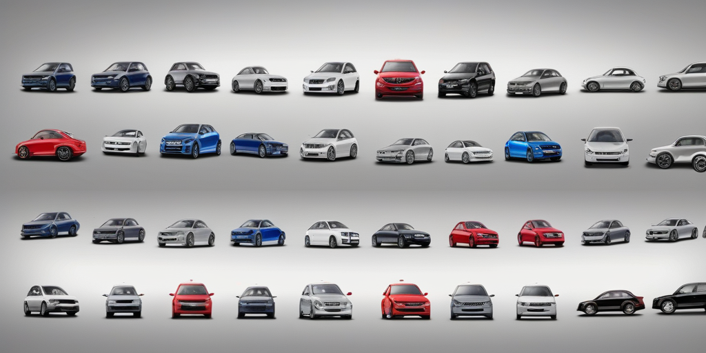 A Diverse Collection of Modern Cars Displayed in an Organized Layout