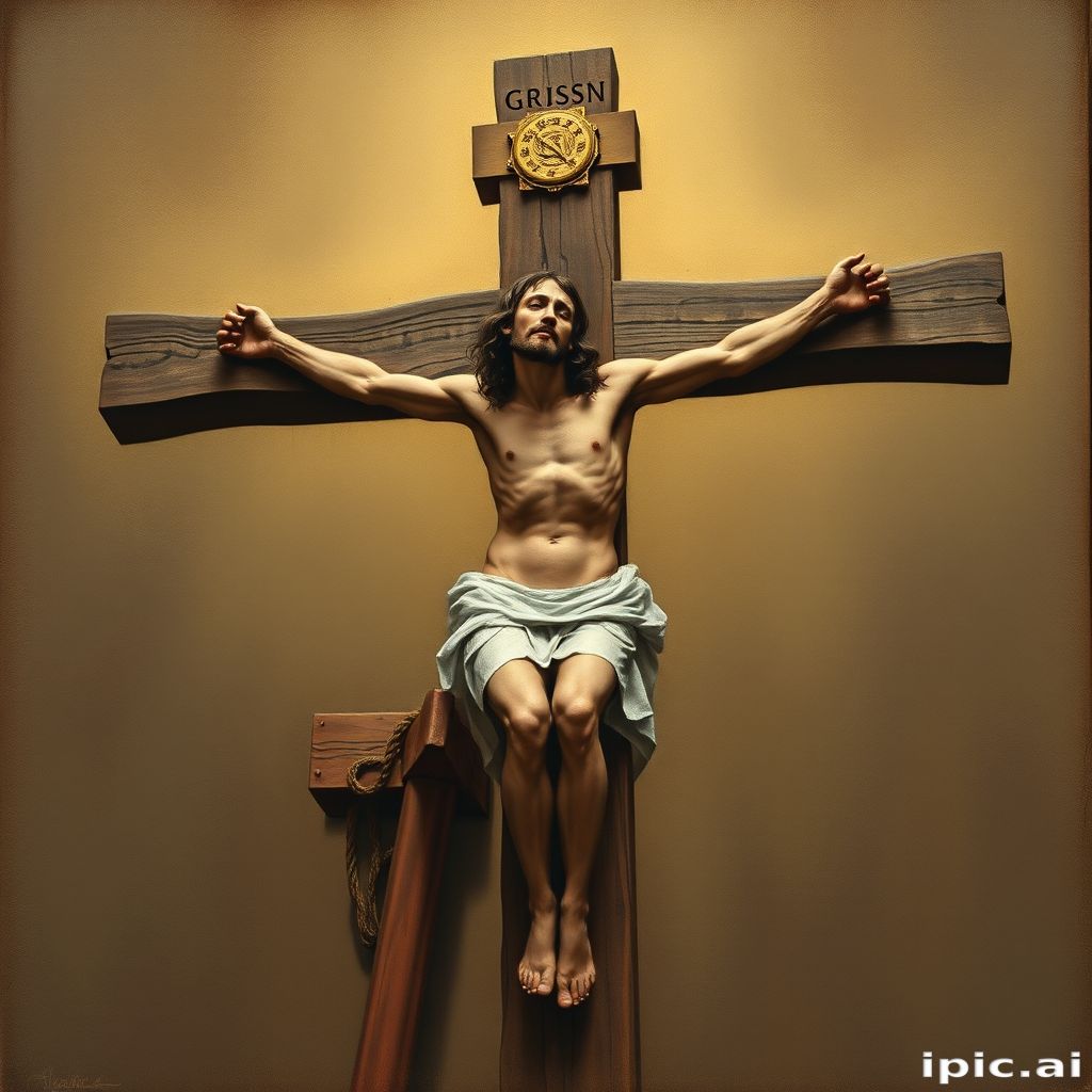 A Powerful Depiction of Christ on the Cross in a Dramatic Setting