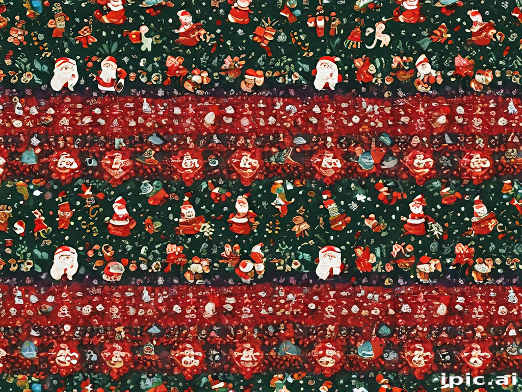 Festive Holiday Pattern Featuring Santa Claus, Ornaments, and Cheerful ...