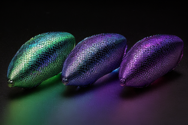 dragon scales, photographic quality iridescent purple/blue/yellow/green