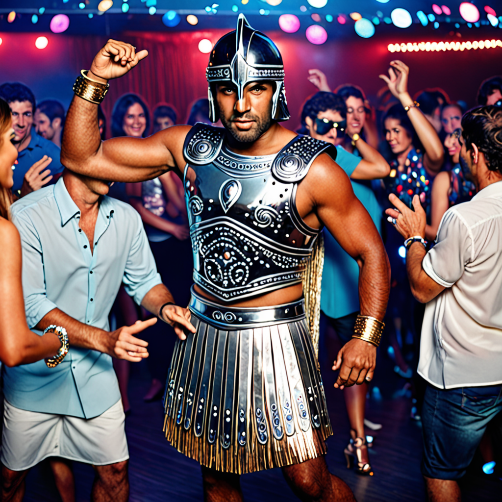 Trojan warrior at a disco dance
