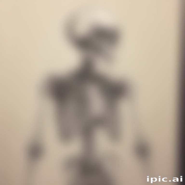 Blurred Image of a Human Skeleton Displayed in a Museum Exhibit