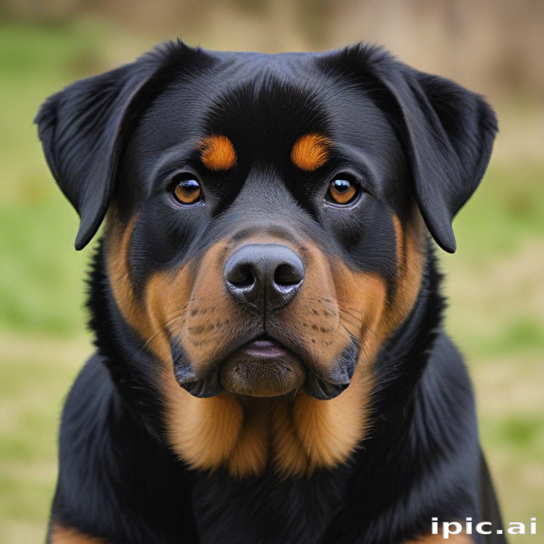 A Majestic Rottweiler with Striking Features and Deep, Expressive Eyes.