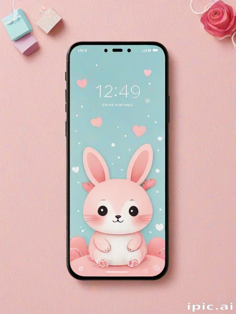 Adorable Pink Bunny Wallpaper for Your Smartphone with Cute Heart ...