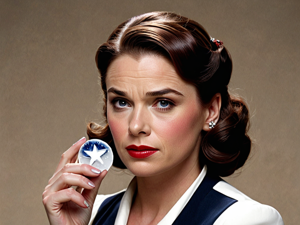 Haylee Atwell Peggy Carter portrait with messy face with white and ...