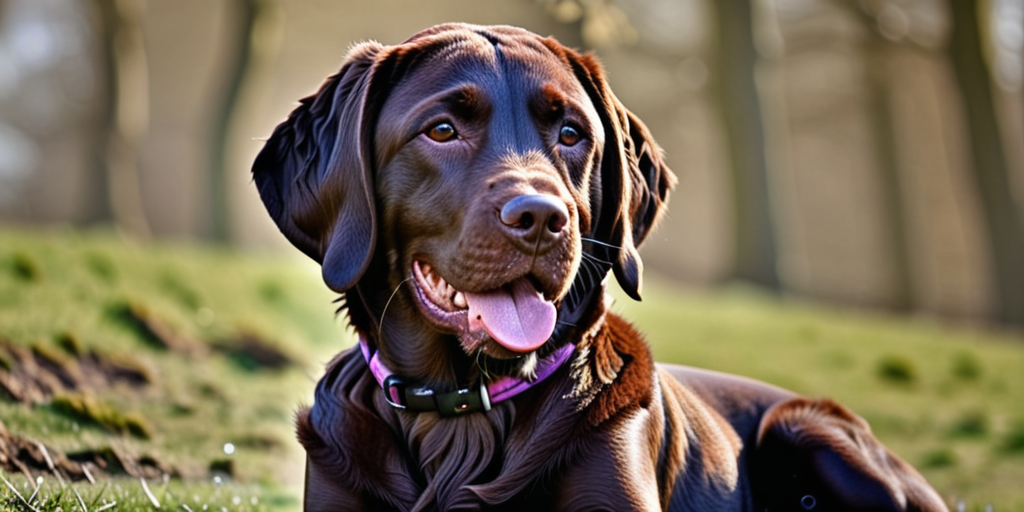 Adorable Brown Dog Relaxing in a Sunny Park on a Spring Day