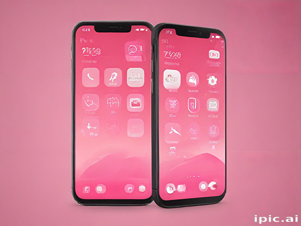 Stylish Dual Smartphone Displaying a Vibrant Pink User Interface Design