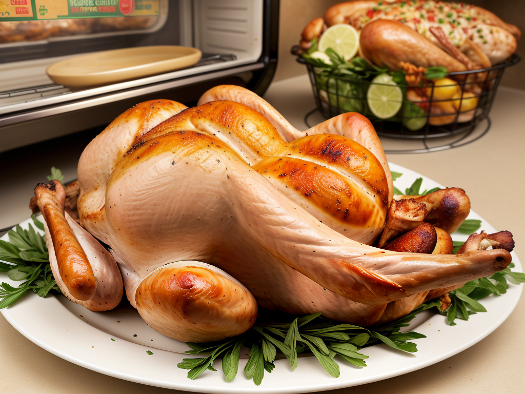 Deliciously Roasted Thanksgiving Turkey Surrounded by Fresh Herbs and Sides