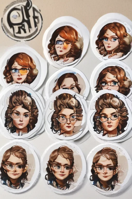 Collection of Illustrated Stickers Featuring Unique Character Designs ...