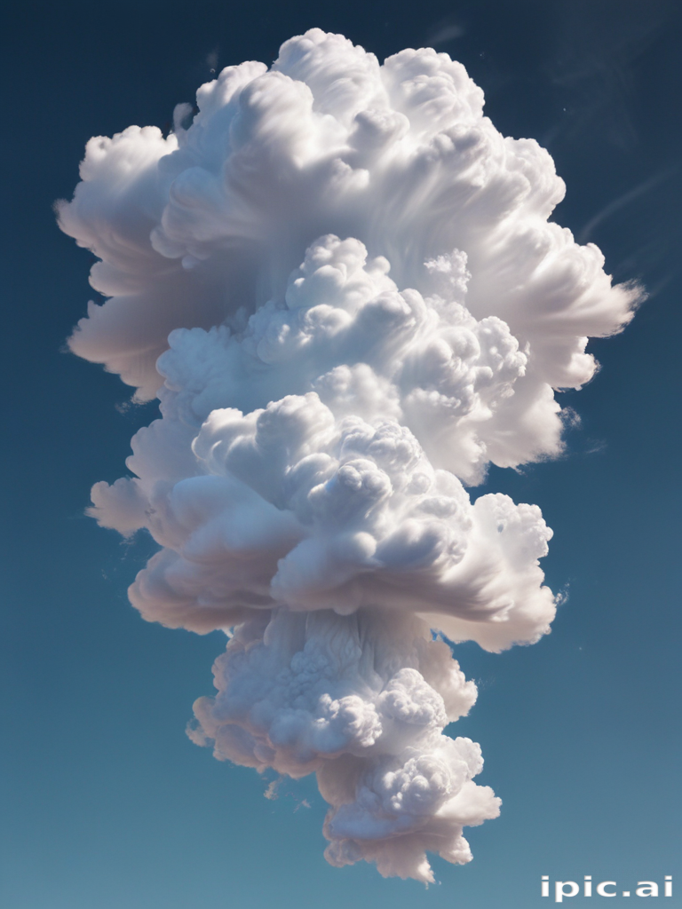 Majestic White Cloud Formation Rising High Against a Clear Blue Sky