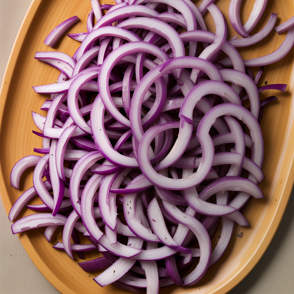 Freshly Sliced Purple Onions Artistically Arranged on a Wooden Platter