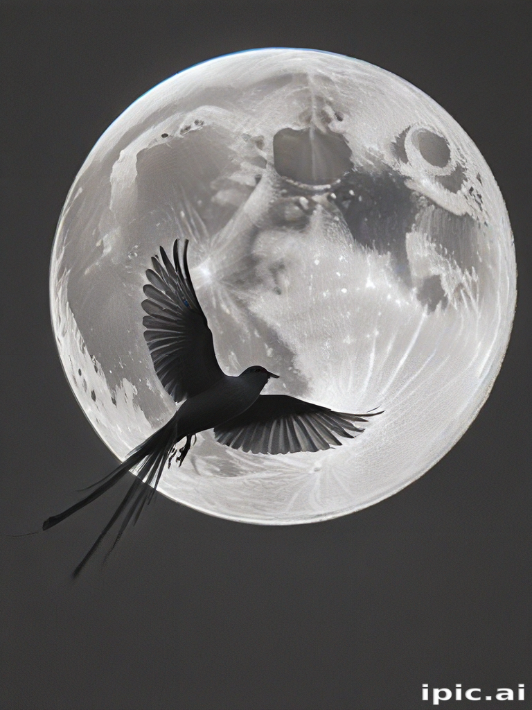 A Majestic Bird Silhouetted Against a Bright Full Moon at Night
