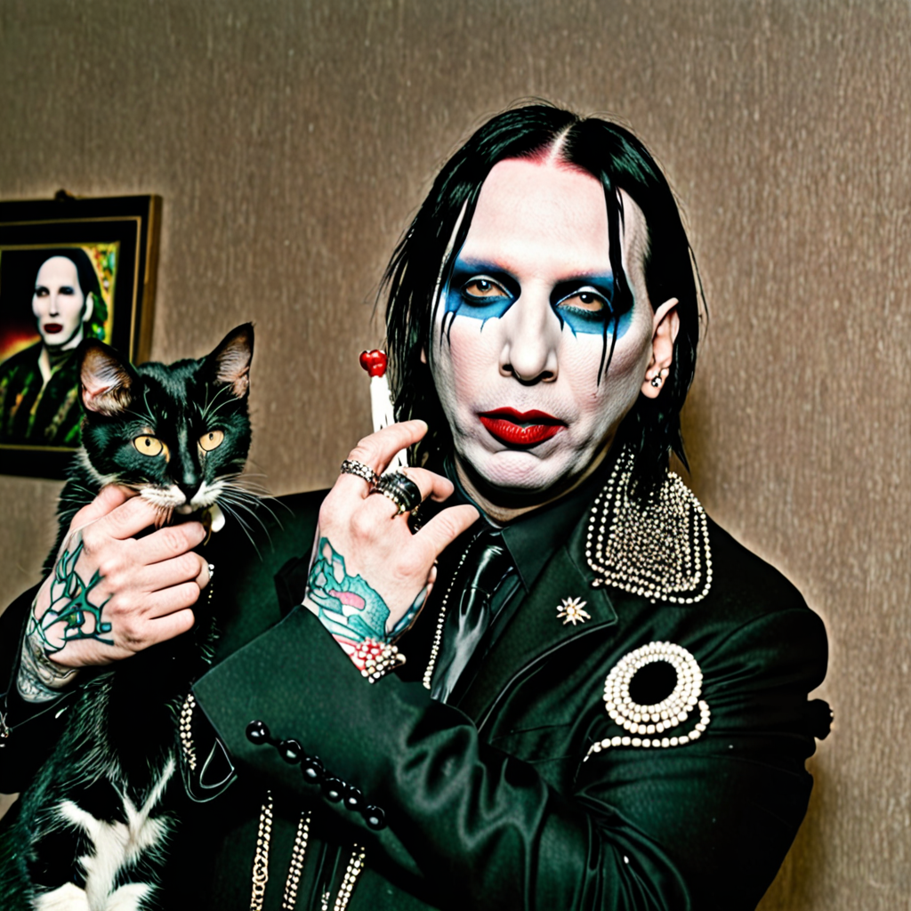 Marilyn Manson and a cat