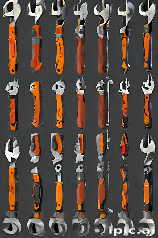 Collection of Various Hand Tools with Orange Handles Displayed Vertically