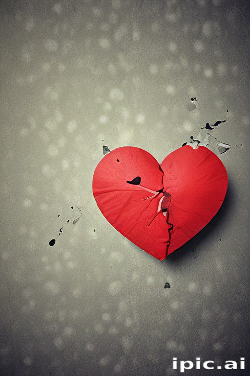 Fragmented Love: A Heart Symbolizing Pain and Emotional Distress