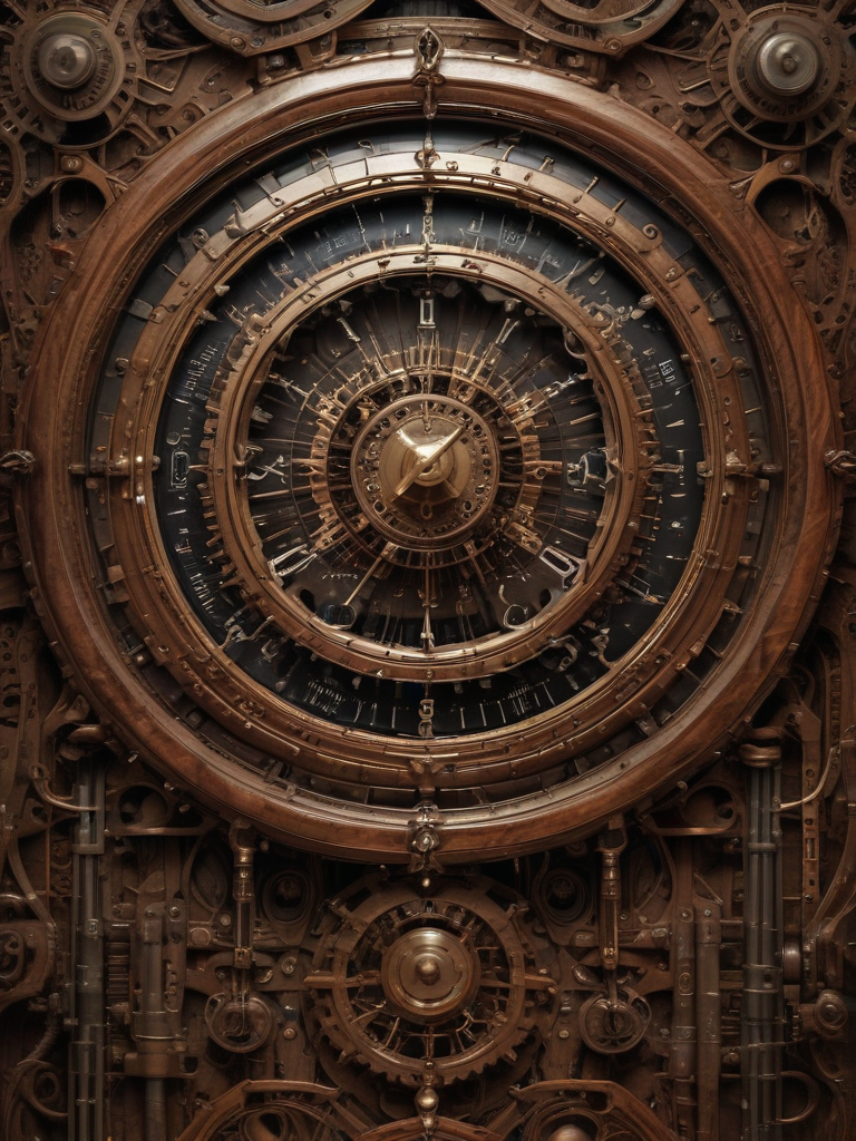 Intricate Steampunk Clock Design Featuring Gears and Elaborate Mechanisms